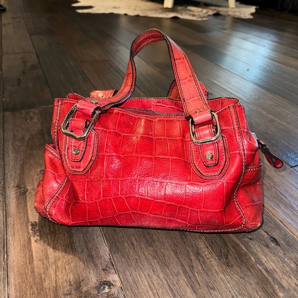 Fossil | Bags | Fossil Red Leather Alligator Print Bag | Poshmark